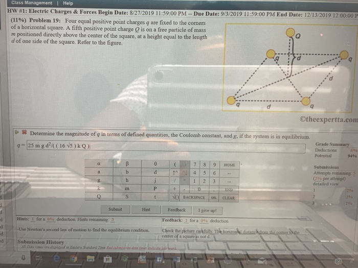 Solved Class Management Help HW #1: Electric Charges & | Chegg.com