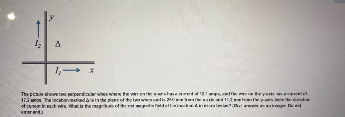 Solved 12 A 1 x The picture shows two perpendicular wires | Chegg.com