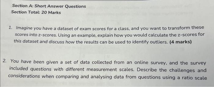 Solved Section A: Short Answer Questions Section Total: 20 | Chegg.com