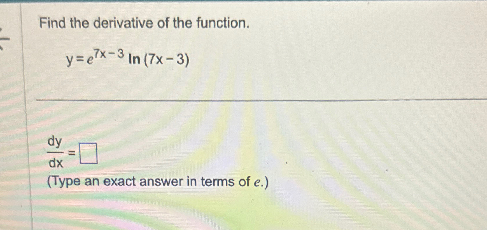 Solved Find the derivative of the | Chegg.com