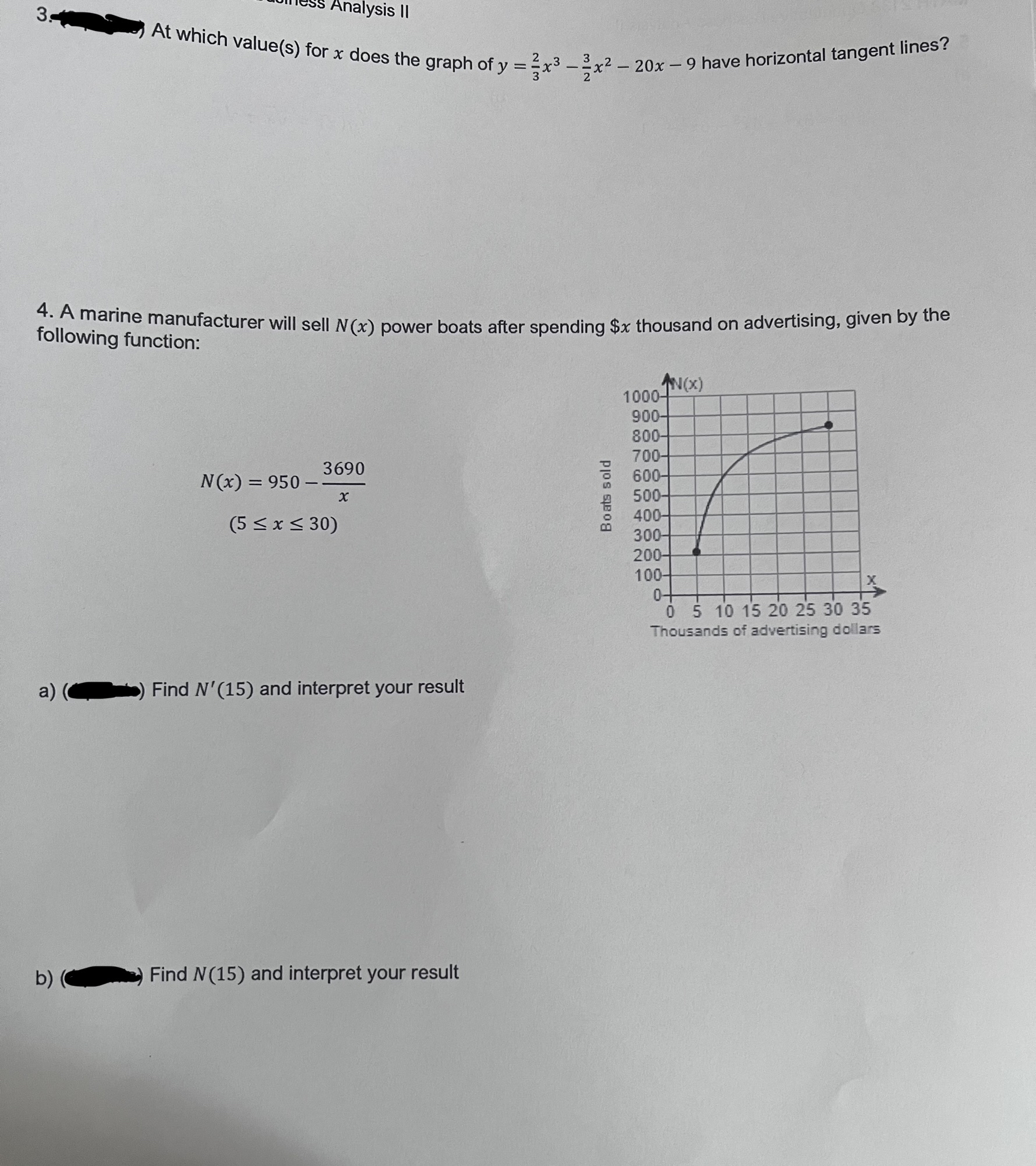 Solved A marine manufacturer will sell N(x) ﻿power boats | Chegg.com