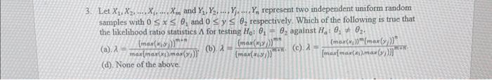 Solved Let X1,X2,…,Xi,…,Xm and Y1,Y2,…,Yj,…,Yn represent two | Chegg.com