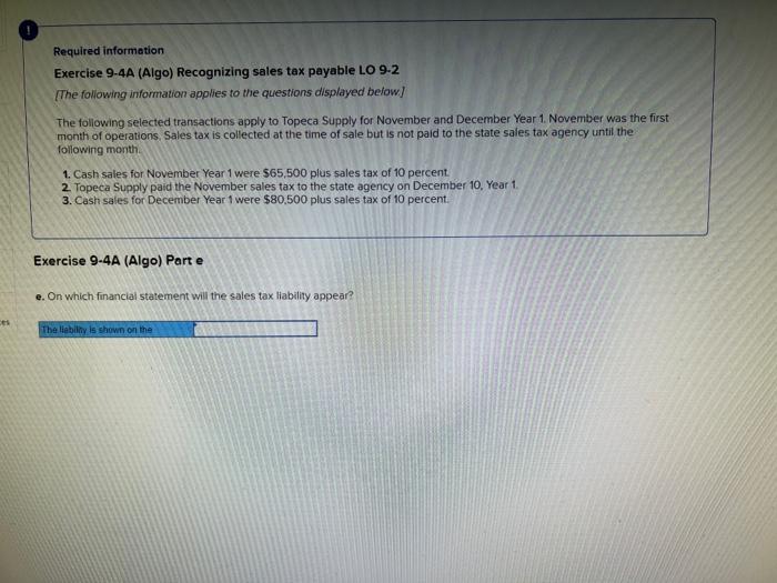Solved Required information Exercise 9-4A (Algo) Recognizing | Chegg.com
