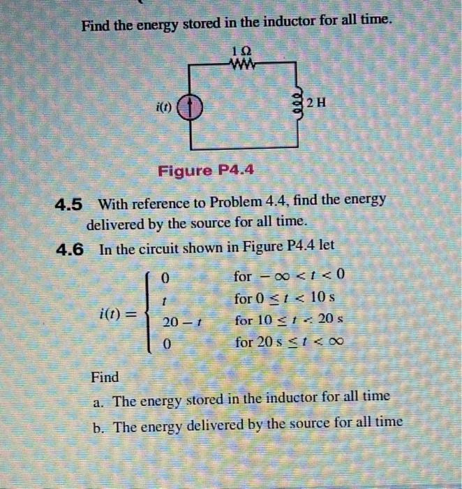 Solved Find The Energy Stored In The Inductor For All Time