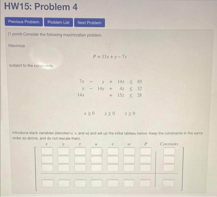 Solved Hw15 Problem 4 Previous Problem Problem List Next 