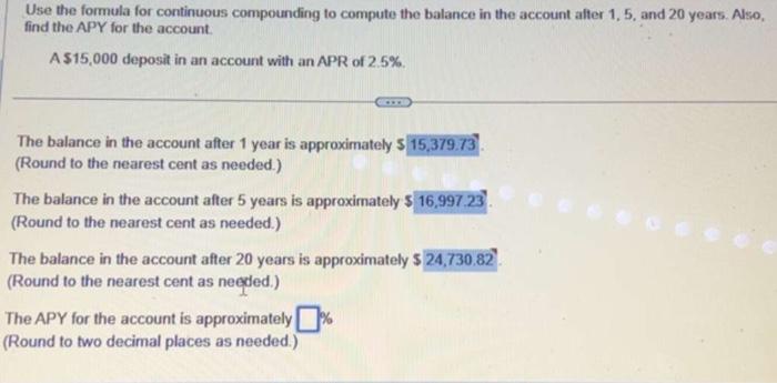 Solved Use the formula for continuous compounding to compute | Chegg.com
