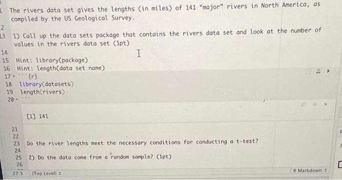 Solved The rivers data set gives the lengths (in miles) of | Chegg.com