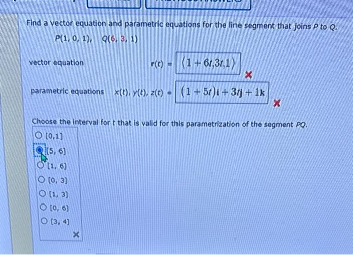 Solved Find a vector equation and parametric equations for | Chegg.com