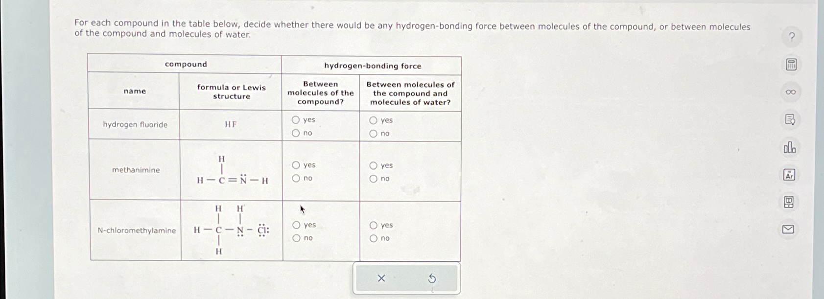 Solved For each compound in the table below, decide whether | Chegg.com