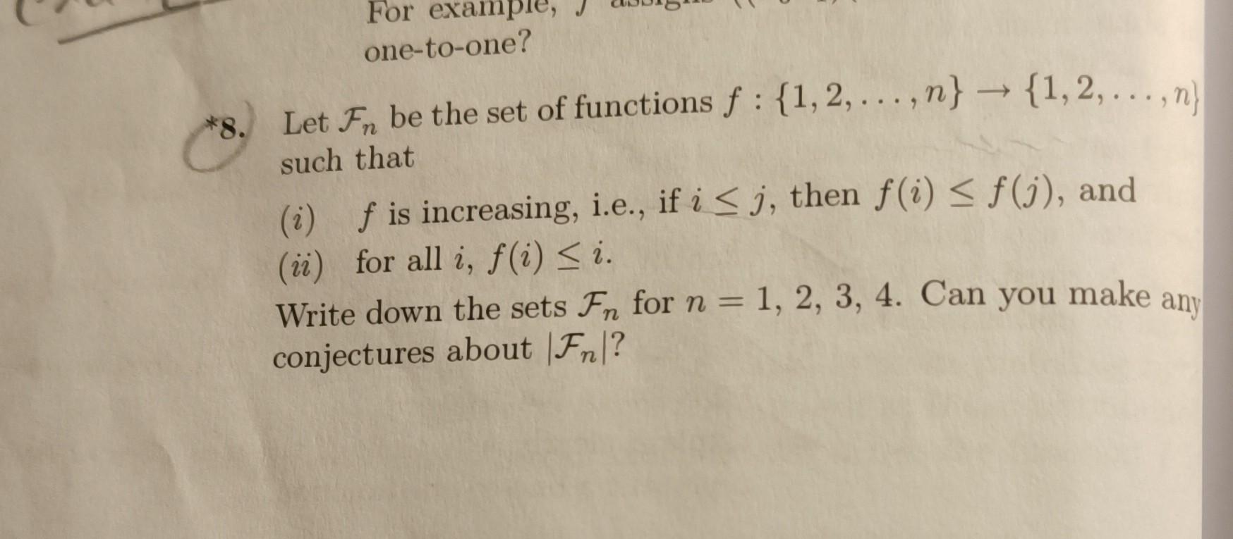 Solved 8. Let Fn be the set of functions | Chegg.com