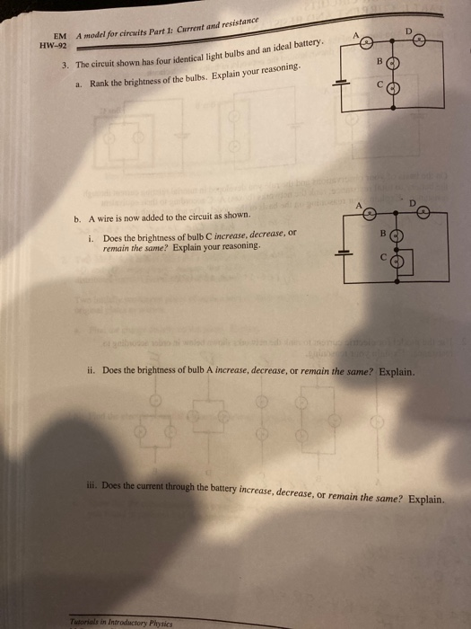 Solved EM HW-92 A model for circuits Part 1: Current and | Chegg.com