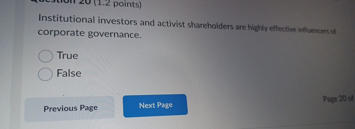 Solved Institutional investors and activist shareholders are | Chegg.com