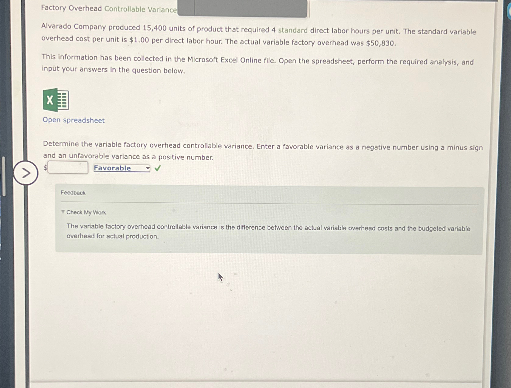 Solved Factory Overhead Controllable VarianceAlvarado | Chegg.com