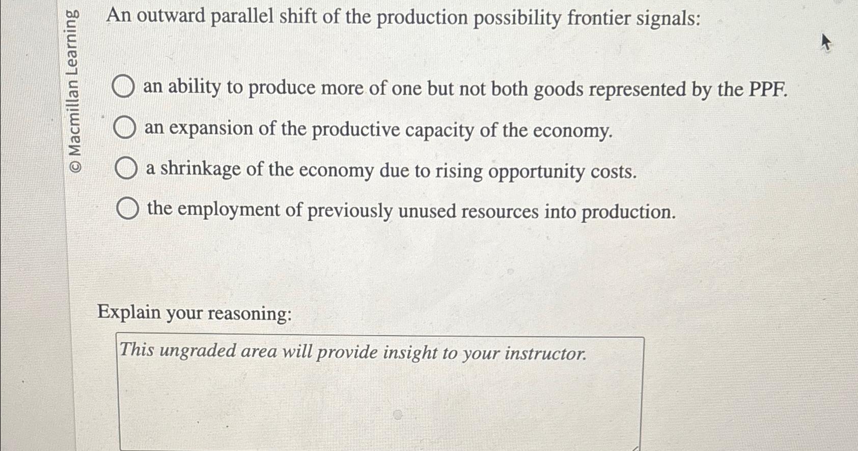 Solved -=?b ﻿An outward parallel shift of the production | Chegg.com