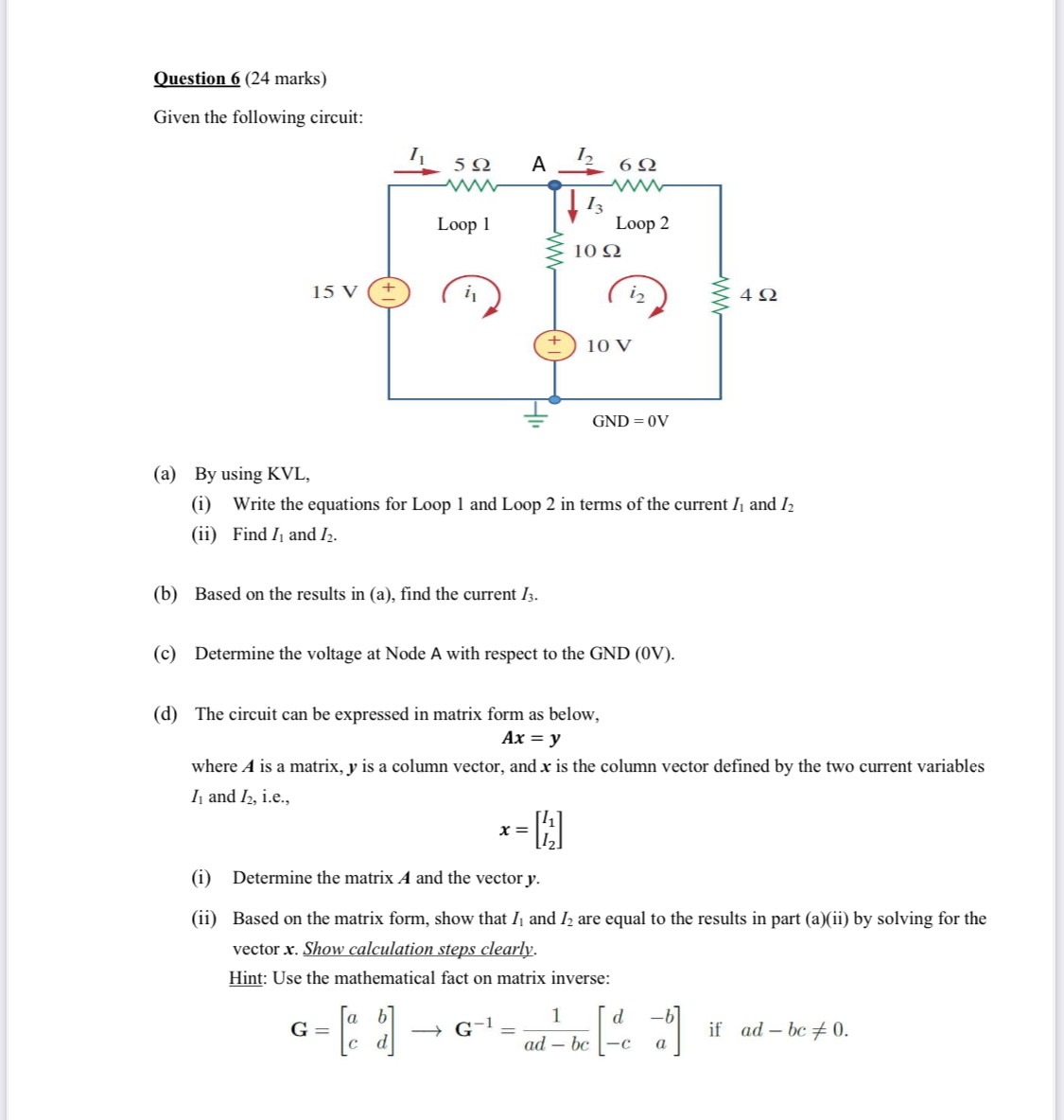 Solved Question 6 (24 marks)Given the following | Chegg.com Solved Question 6 (24 marks)Given the following | Chegg.com