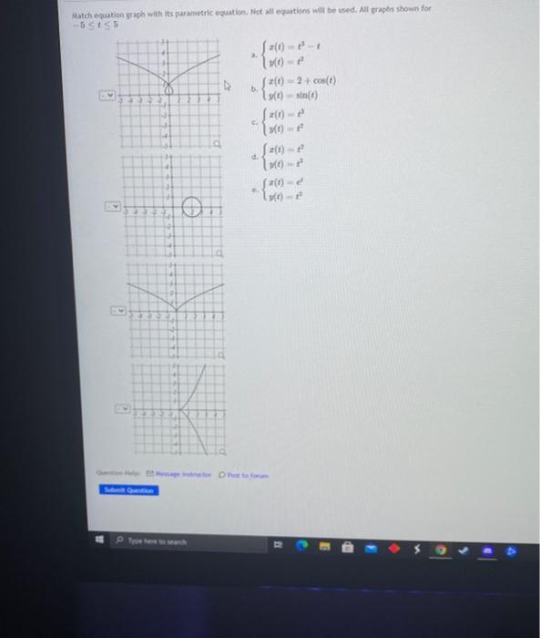 Solved Match equation graph with its parametric equation. | Chegg.com