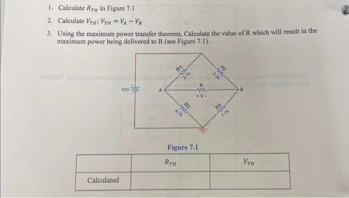 Solved 1. Calculate RTH in Figure 7.1 2. Calculate | Chegg.com