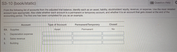 Solved S3-10 (book/static) Question Help From the following | Chegg.com