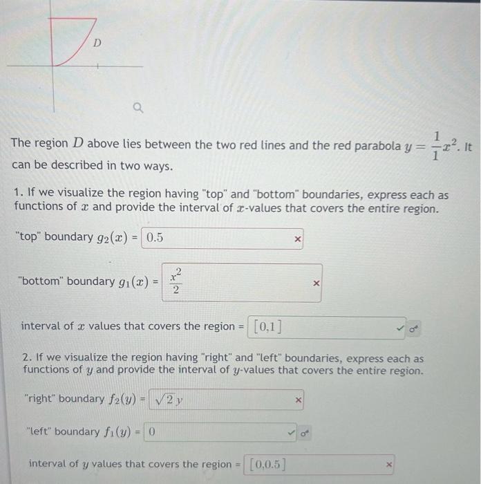 Solved e region D above lies between the two red lines and | Chegg.com