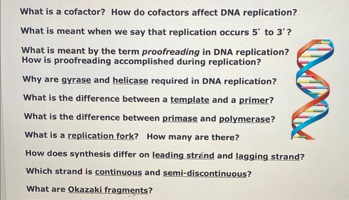 Solved What is a cofactor? How do cofactors affect DNA | Chegg.com