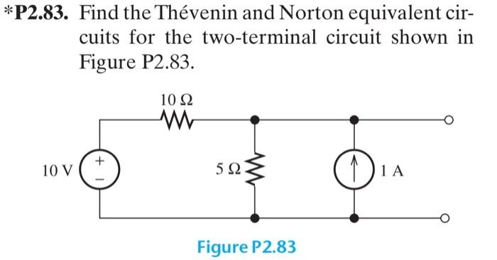 Solved P2.83. Find the Thévenin and Norton equivalent | Chegg.com
