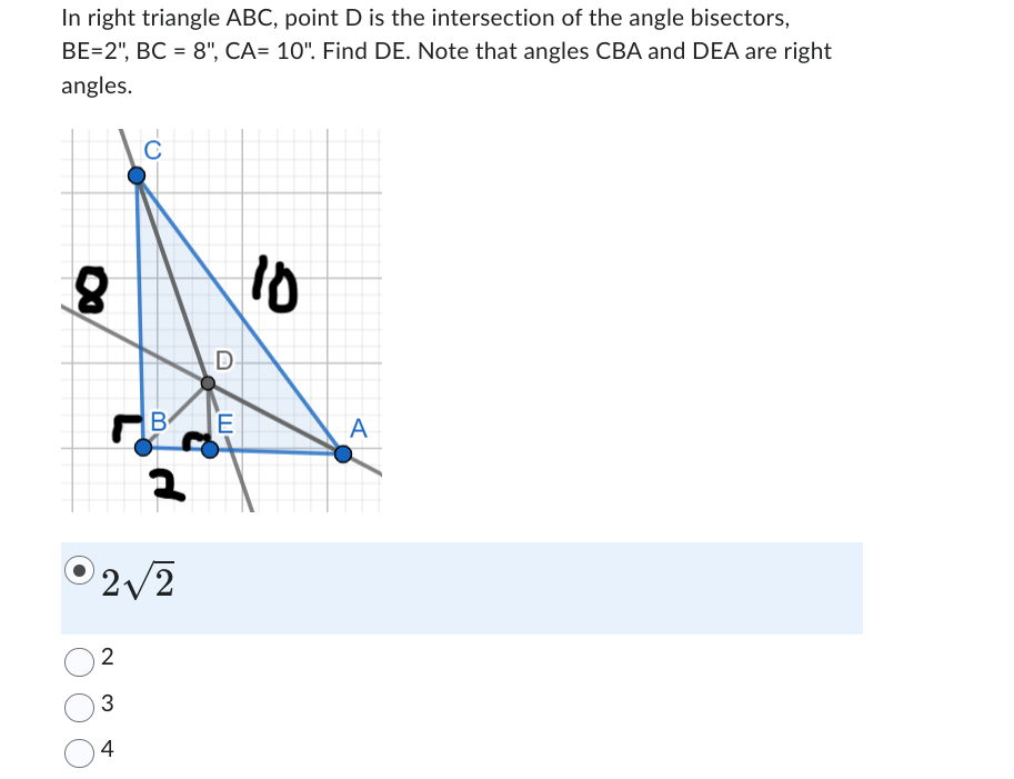 Solved In right triangle ABC, point D ﻿is the intersection | Chegg.com