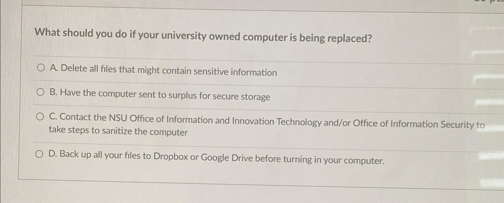 What should you do if your university owned computer | Chegg.com