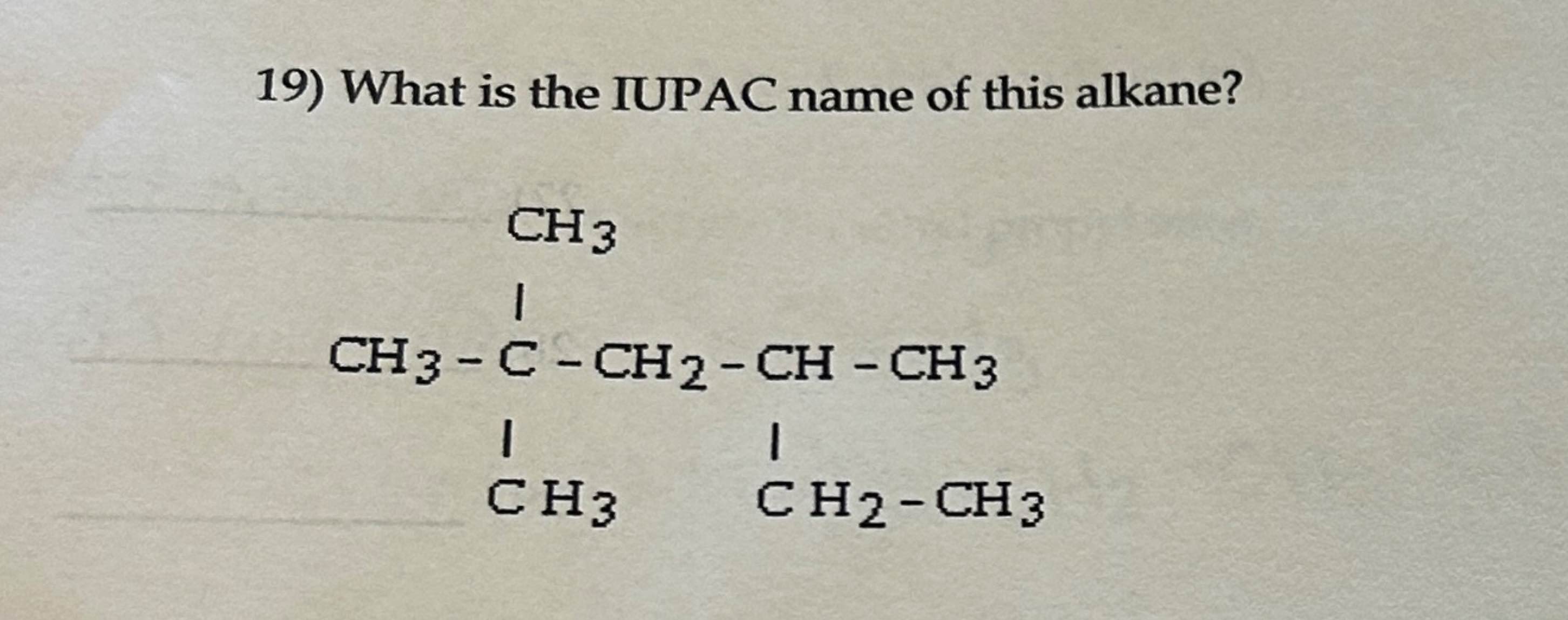 Solved What is the IUPAC name of this alkane? | Chegg.com