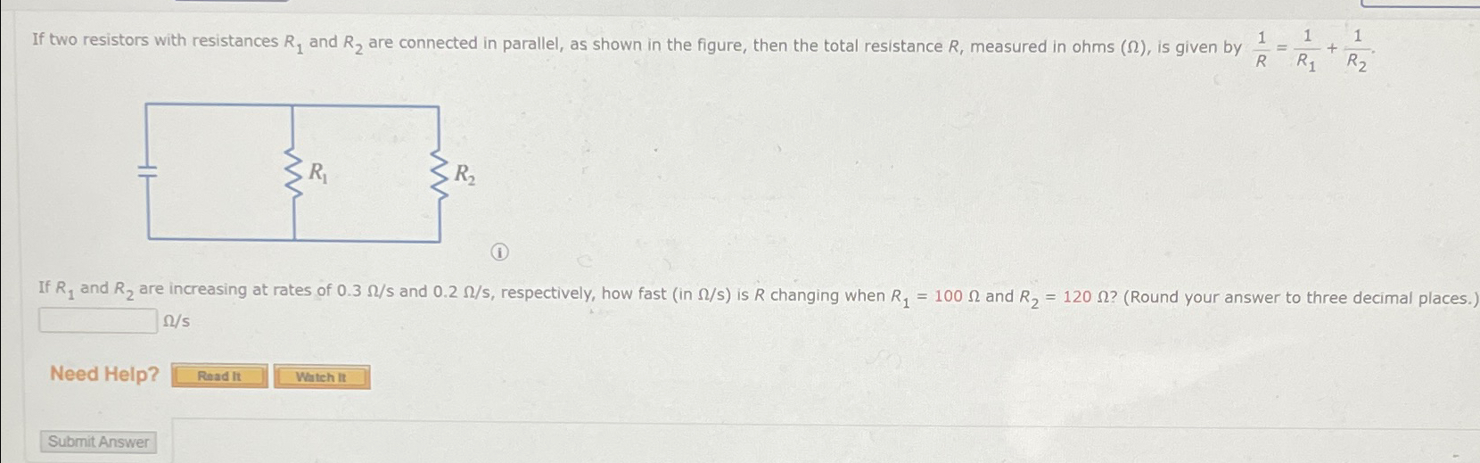 Solved If two resistors with resistances R1 ﻿and R2 ﻿are | Chegg.com