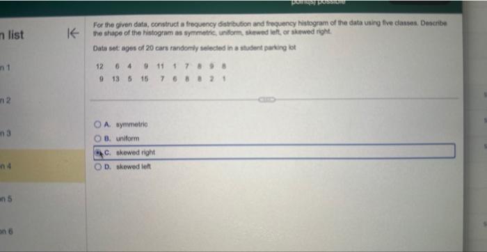 Solved For the given data, construct a frequency | Chegg.com