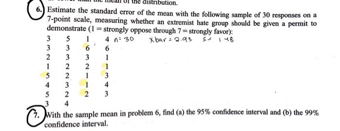 Solved bution. Estimate the standard error of the mean with | Chegg.com