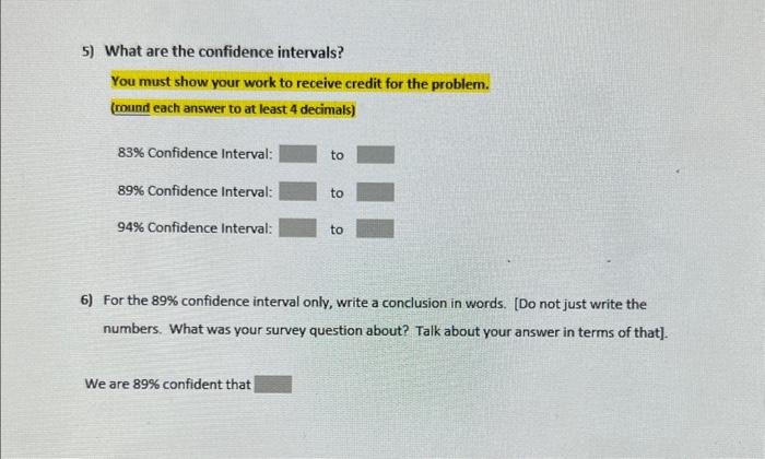 Solved Chapter 6 Project - Confidence Intervals Narthe Part | Chegg.com