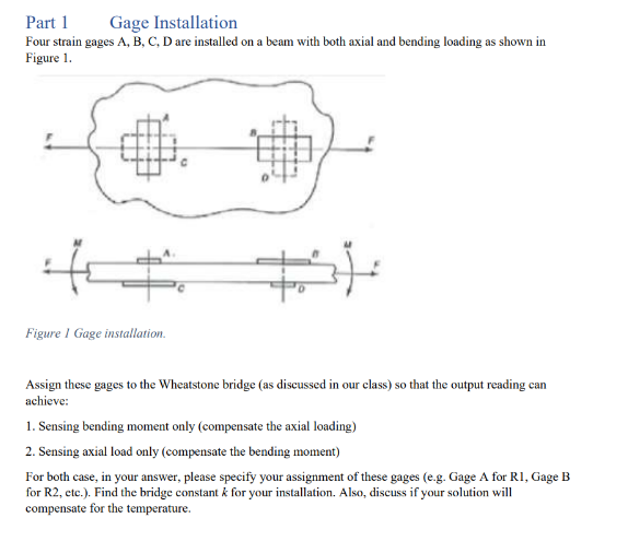 Solved Four strain gages A, ﻿B, ﻿C, ﻿D are installed on a | Chegg.com