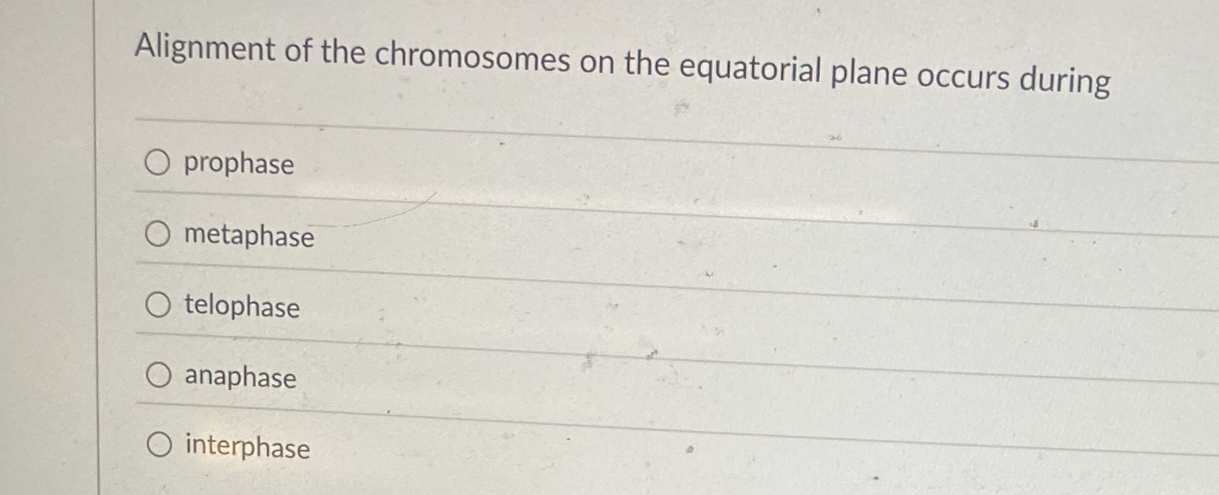 Solved Alignment of the chromosomes on the equatorial plane | Chegg.com