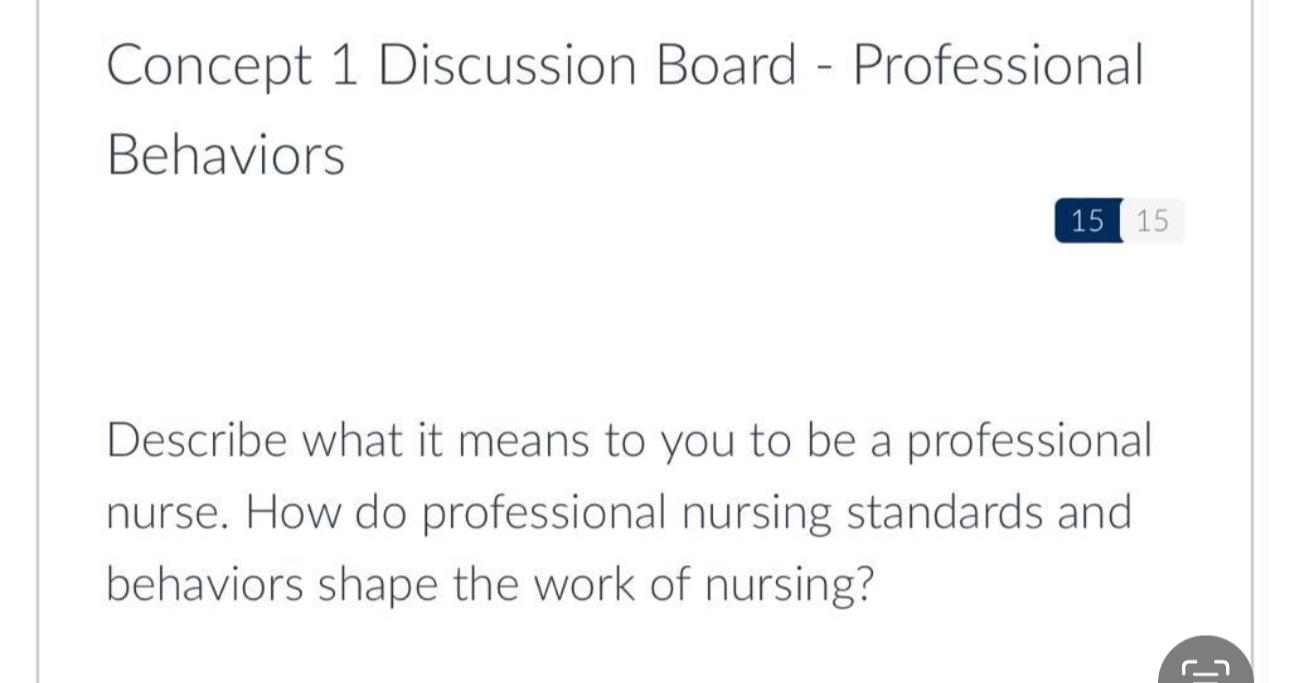 Solved Concept 1 ﻿Discussion Board - ﻿Professional | Chegg.com