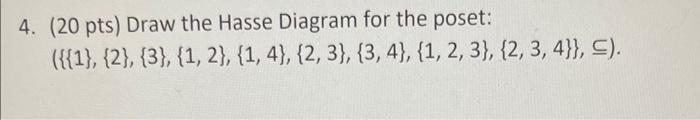 Solved 4. (20 pts) Draw the Hasse Diagram for the poset: | Chegg.com