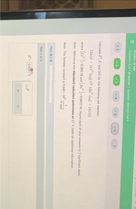 Solved Calculate E∘ E And G For The Following Cell