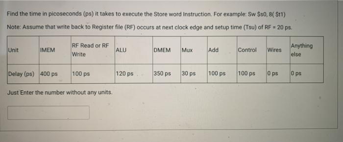Solved Question 2 1 Find the time in picoseconds (ps) it | Chegg.com