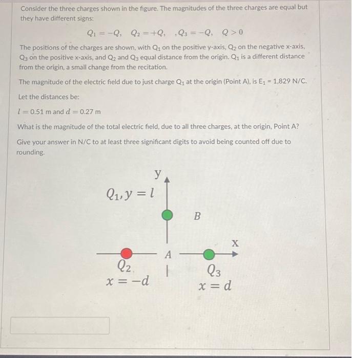 Solved Consider the three charges shown in the figure. The | Chegg.com