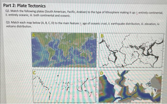 Solved Part 2: Plate Tectonics Q2. Match the following | Chegg.com