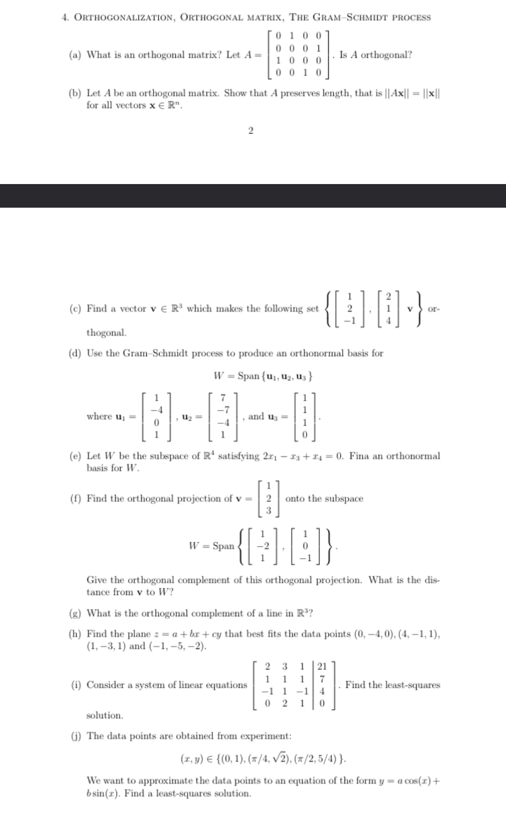 Orthogonalization, Orthogonal matrix, The | Chegg.com
