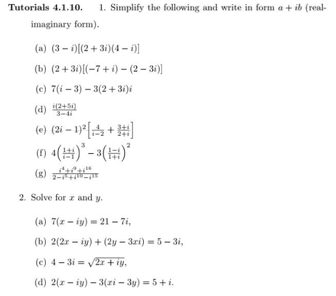 Solved Tutorials 4.1.10. 1. Simplify the following and write | Chegg.com
