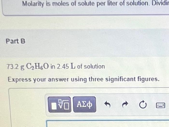 Solved Molarity is moles of solute per liter of solution. | Chegg.com