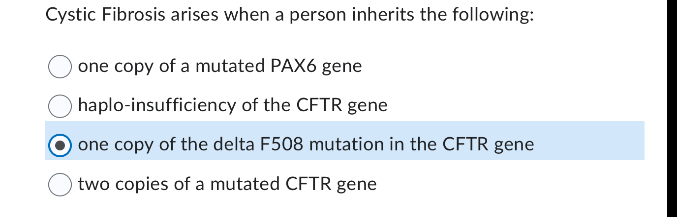 Solved Cystic Fibrosis arises when a person inherits the | Chegg.com