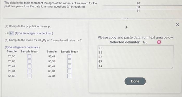 The data in the table represent the ages of the | Chegg.com