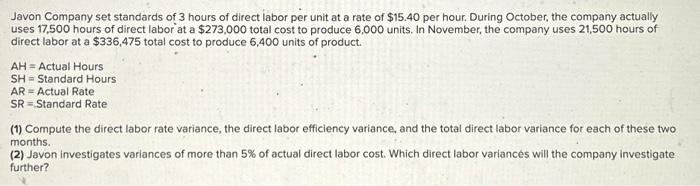 Solved Compute The Direct Labor Rate Variance The Direct