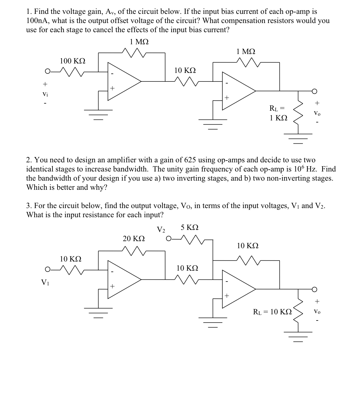 Solved Find the voltage gain, Av, ﻿of the circuit below. If | Chegg.com