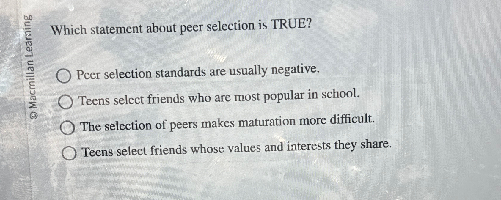 Solved Which Statement About Peer Selection Is Truepeer