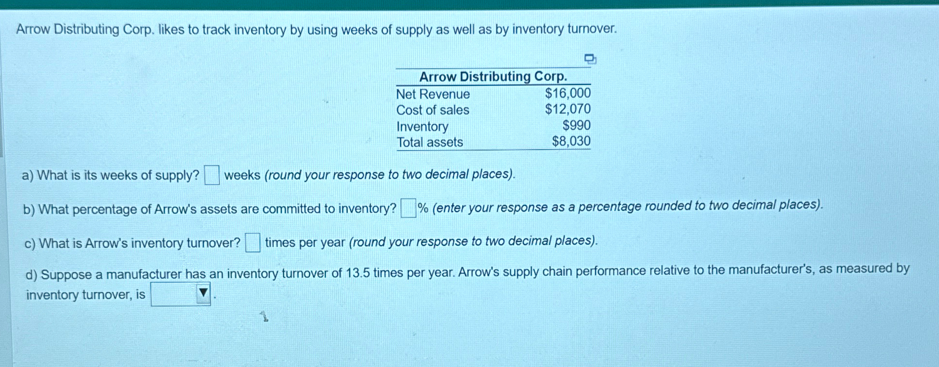 Solved Arrow Distributing Corp. likes to track inventory by | Chegg.com