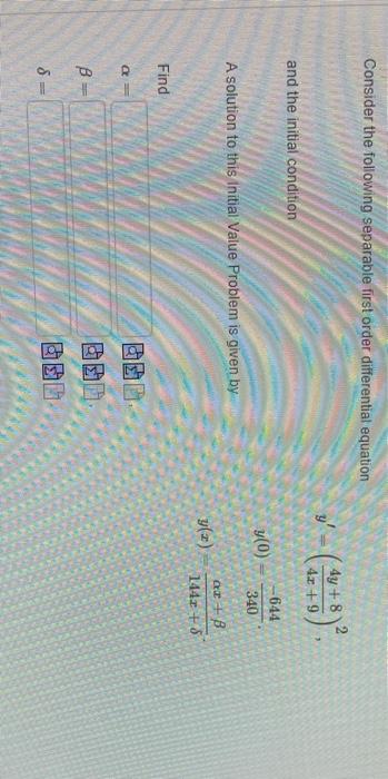 Solved Consider The Following Separable First Order